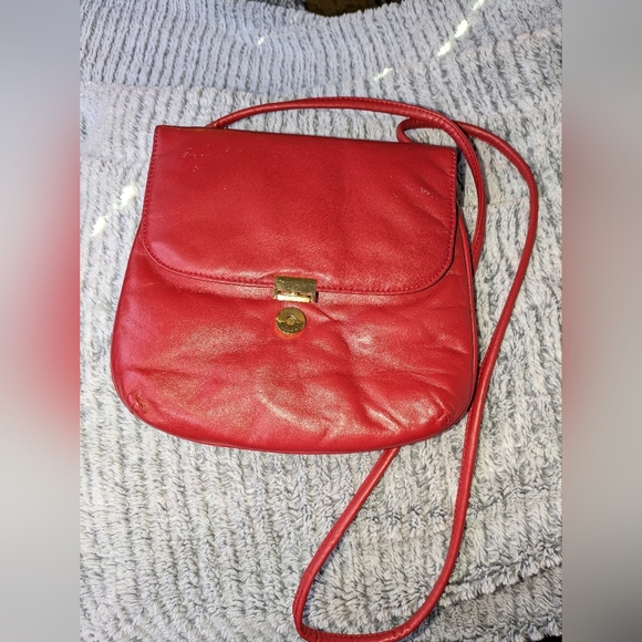 Bags | Vintage Red Bag With Gold Hardware Classic Timeless | Poshmark